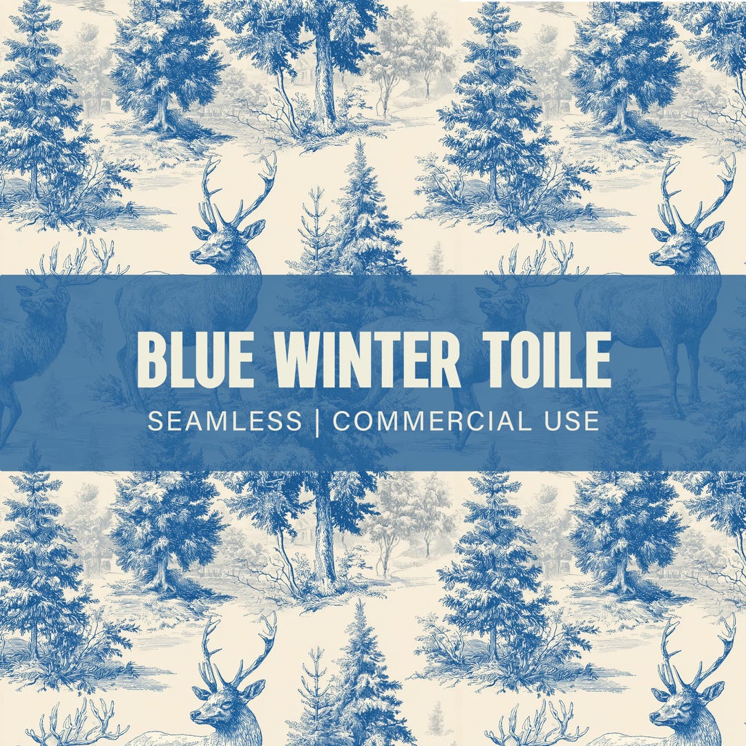 Blue Winter Toile Seamless Pattern, Commercial Use, Christmas Pattern ...