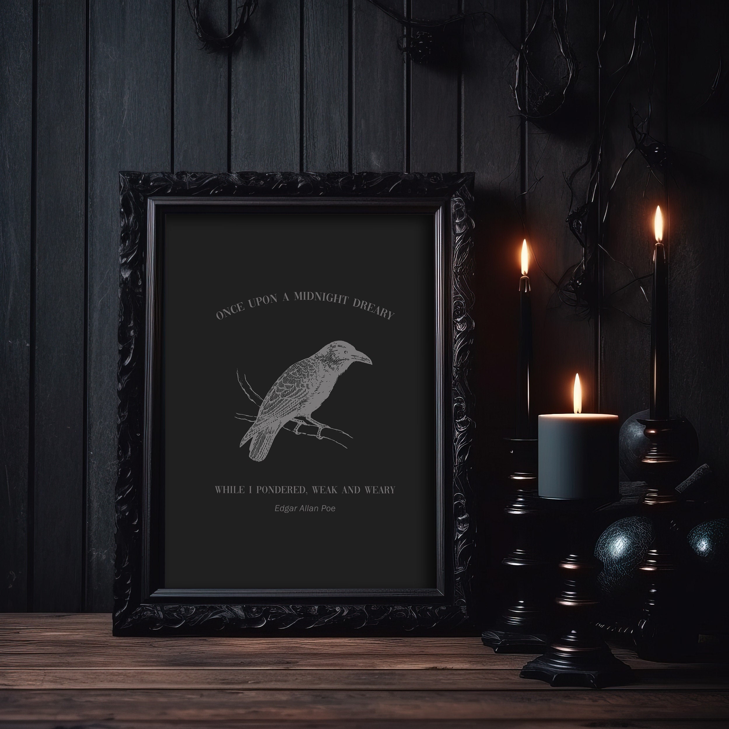 Edgar Allan Poe Raven Poster, Dark Academia Print, Instant Download ...