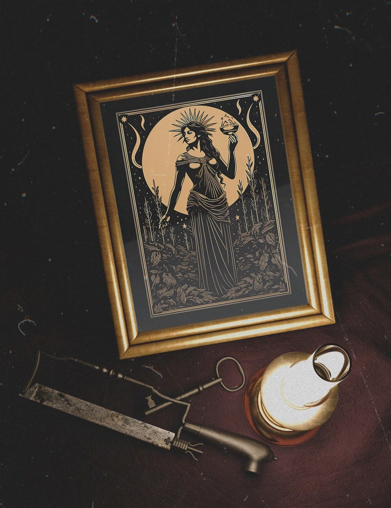 Hestia Goddess Poster, Hestia Greek Goddess Art, Dark Academia Print ...