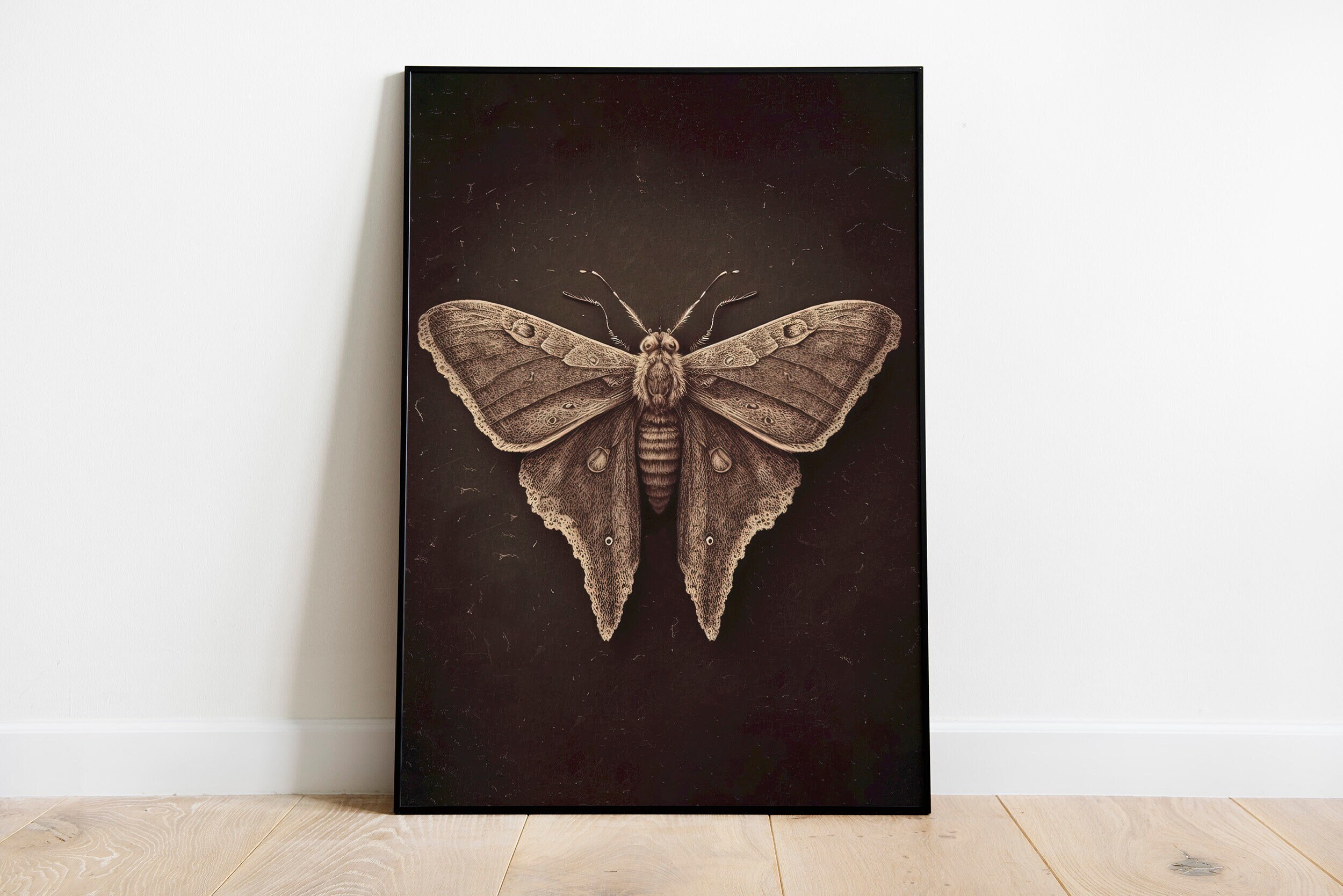 Vintage Moth Poster, Moth Poster, Gothic Poster, Gothic Moth Art, Dark ...