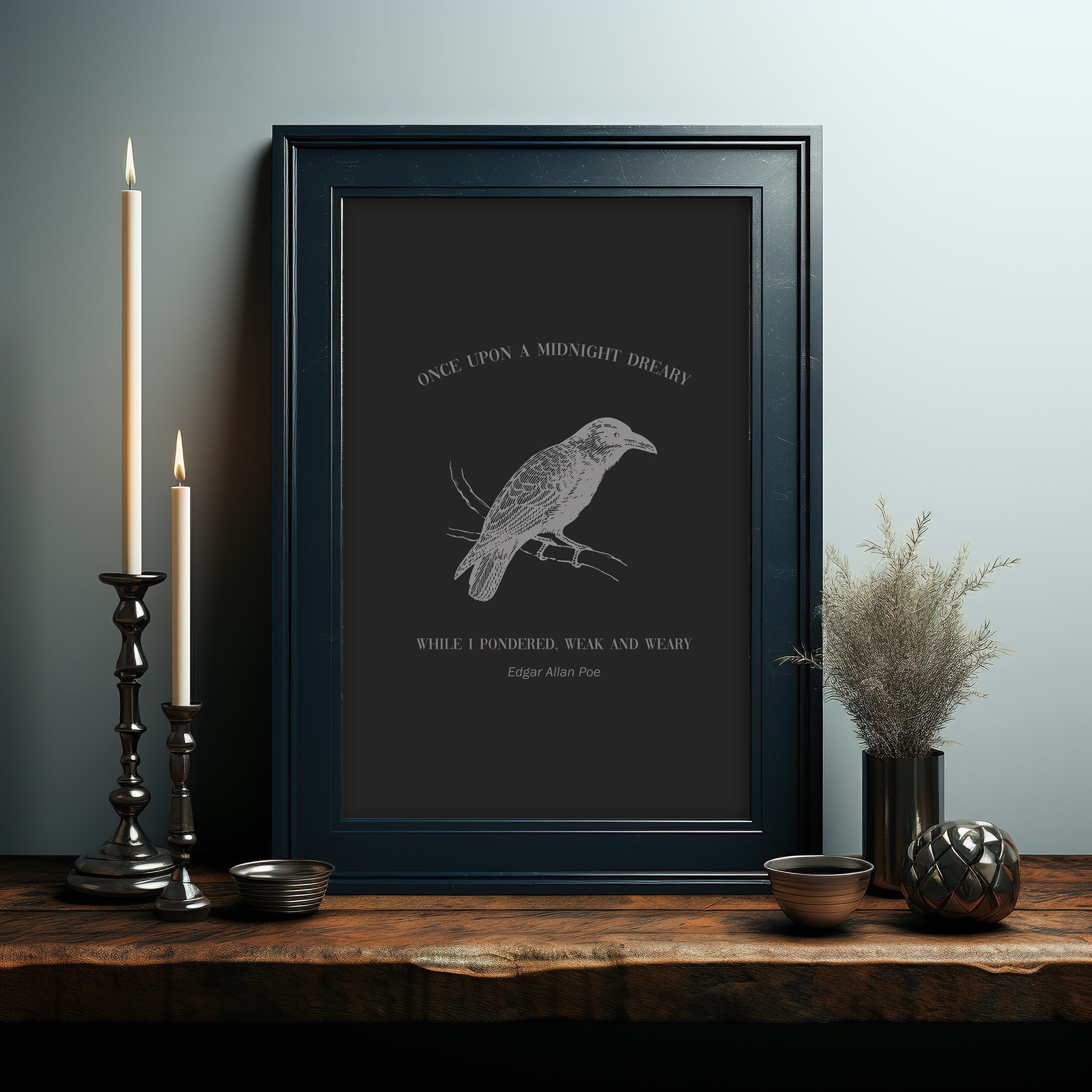 Edgar Allan Poe Raven Poster, Dark Academia Print, Instant Download ...