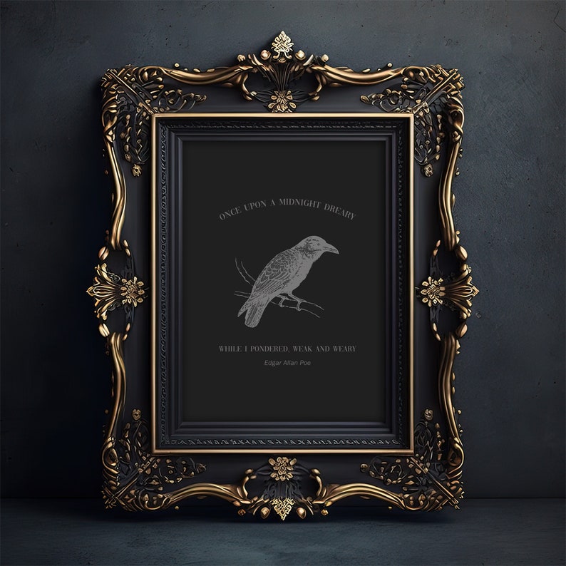 Edgar Allan Poe Raven Poster, Dark Academia Print, Instant Download ...