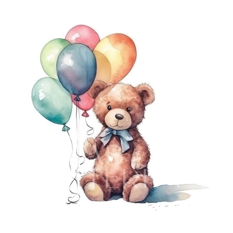 Teddy Bear Watercolor Clip Art Bundle, 10 Watercolor Clip Art Files, Cute Teddy Bear Art ...