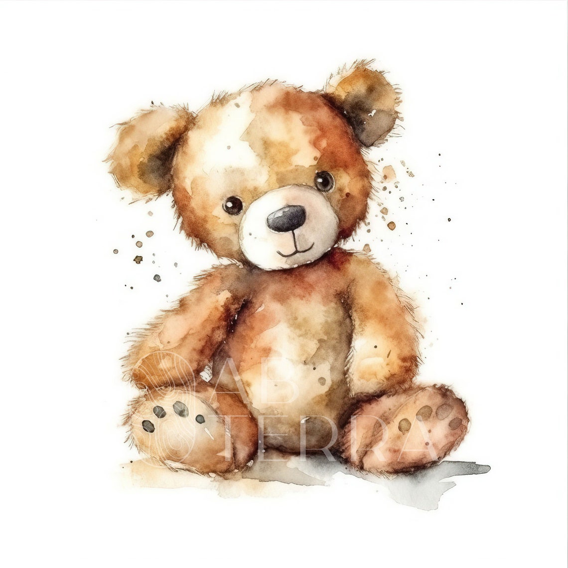 Teddy Bear Watercolor Clip Art Bundle, 10 Watercolor Clip Art Files ...