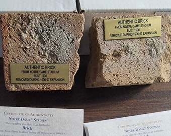 Authentic Notre Dame Football Stadium Brick From 1996-97 Expansion W ...