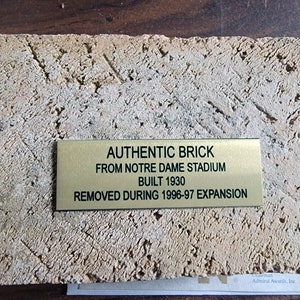 Authentic Notre Dame Football Stadium Brick From 1996-97 Expansion W ...
