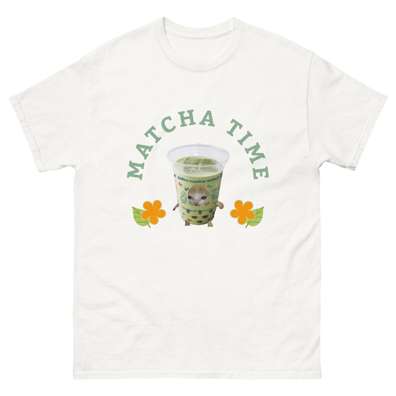 Funny Matcha Cat Meme Shirt, Cute Iced Bubble Tea Kitty Tee, Cat Lover ...