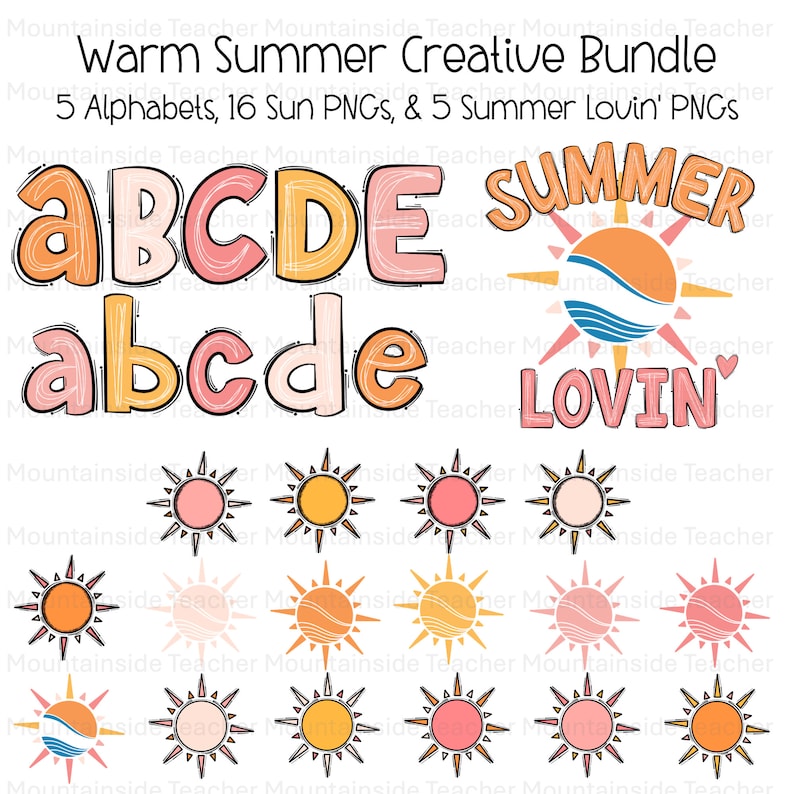 Scribble Letters, Warm Summer Alphabet, PNG, Doodle Sublimation, Alpha ...