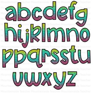 Faded Glitter Letters, Bright Doodle Alphabet, PNG Bundle, Doodle ...