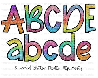 Scribble Doodle Letters, Bright Doodle Alphabet, PNG Bundle ...