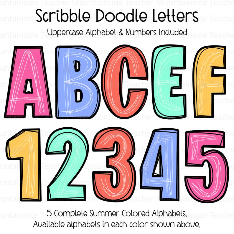 Scribble Doodle Alphabet PNG Sublimation Alpha Design Uppercase Letter ...