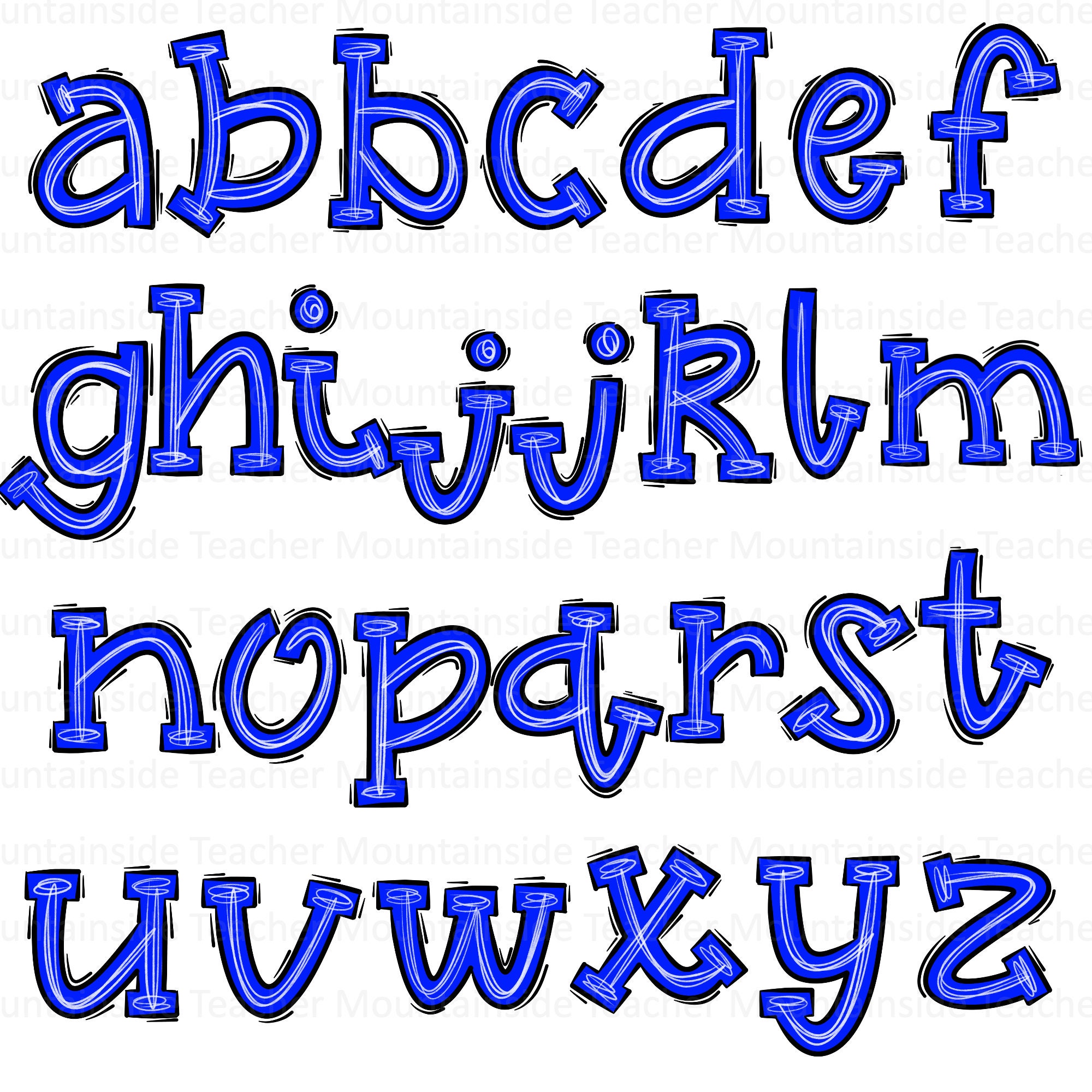 Scribble Doodle Alphabet PNG Sublimation Alpha Design Uppercase and ...