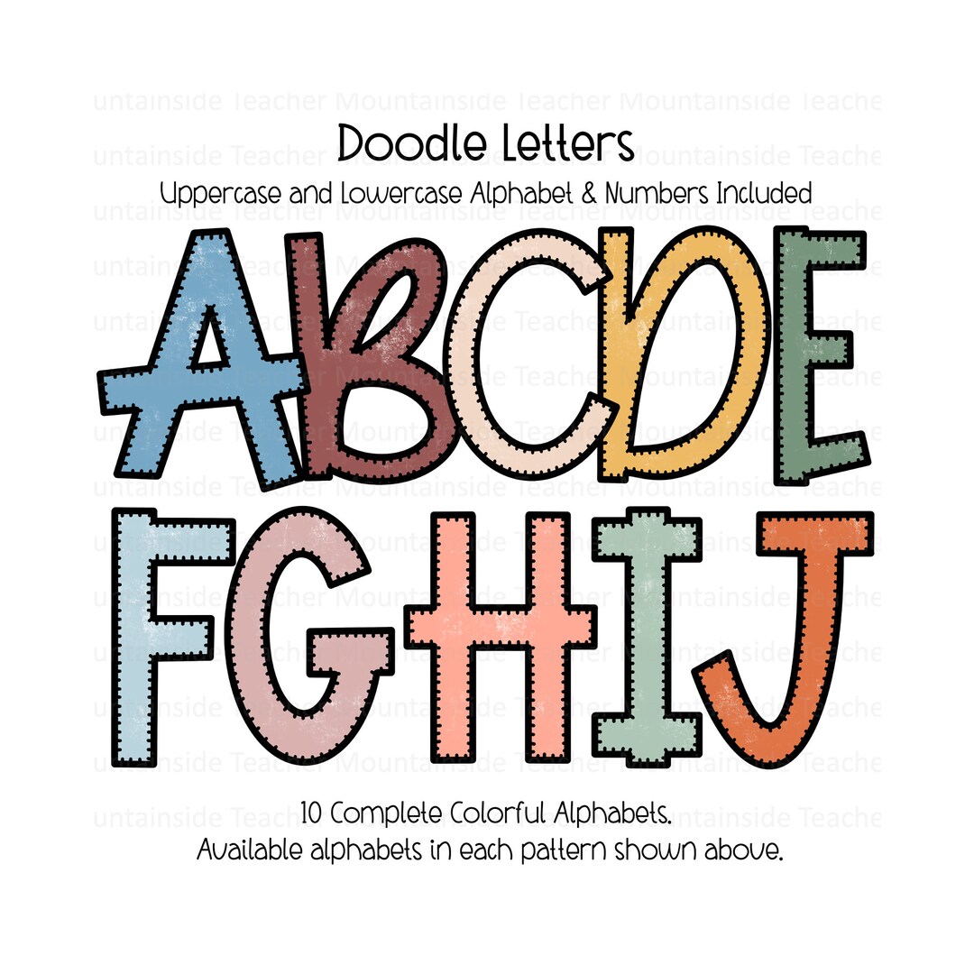 Distressed Boho Doodle Alphabet PNG Sublimation Alpha Design Uppercase ...