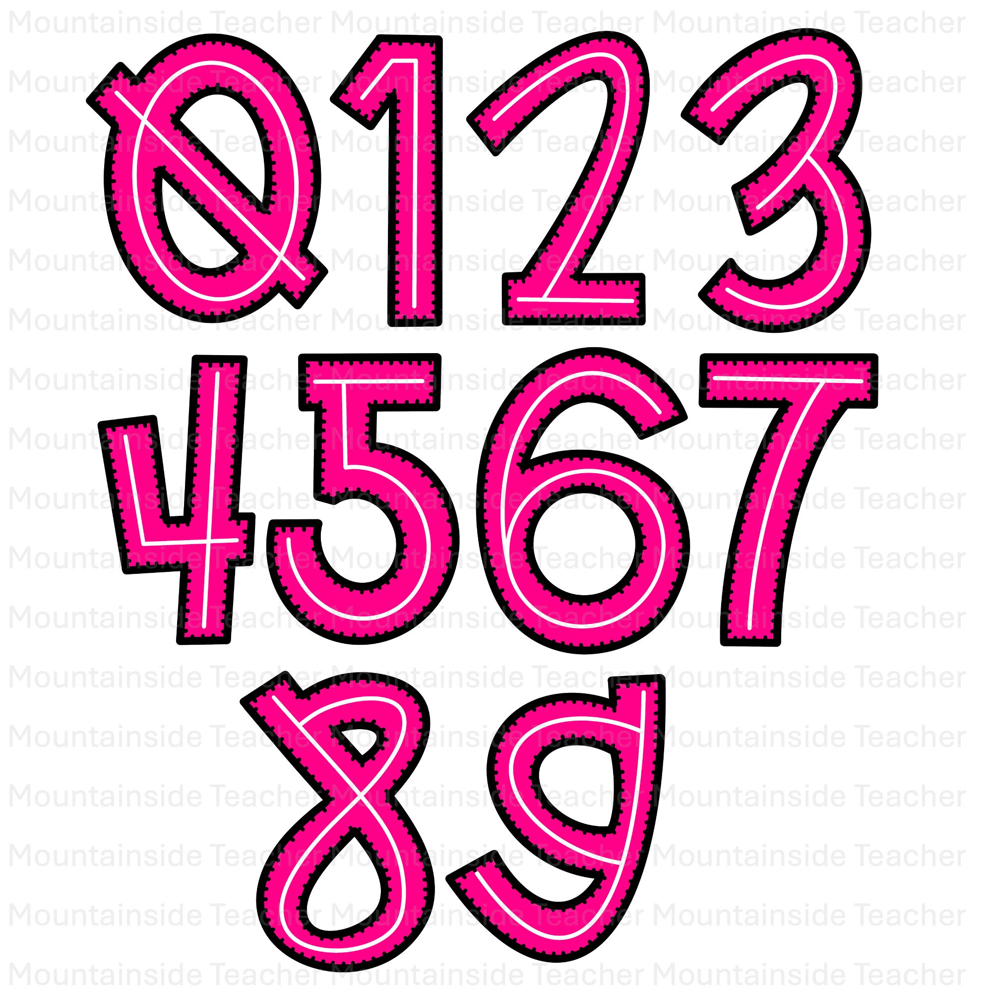 Single Center Line Letters, Bright Doodle Alphabet, PNG Bundle ...