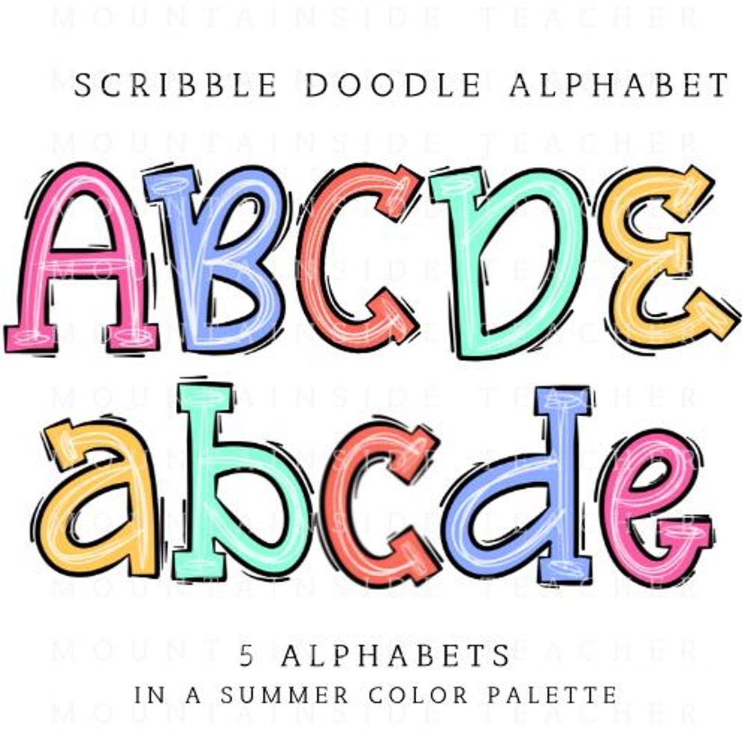 Scribble Doodle Alphabet PNG Sublimation Alpha Design Uppercase and ...