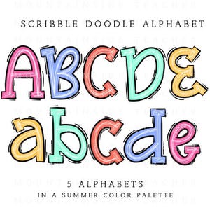Scribble Doodle Alphabet PNG Sublimation Alpha Design Uppercase and ...