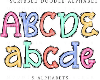 Scribble Doodle Alphabet PNG Sublimation Alpha Design Uppercase and ...