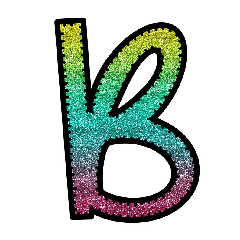 Faded Glitter Letters, Bright Doodle Alphabet, PNG Bundle, Doodle ...