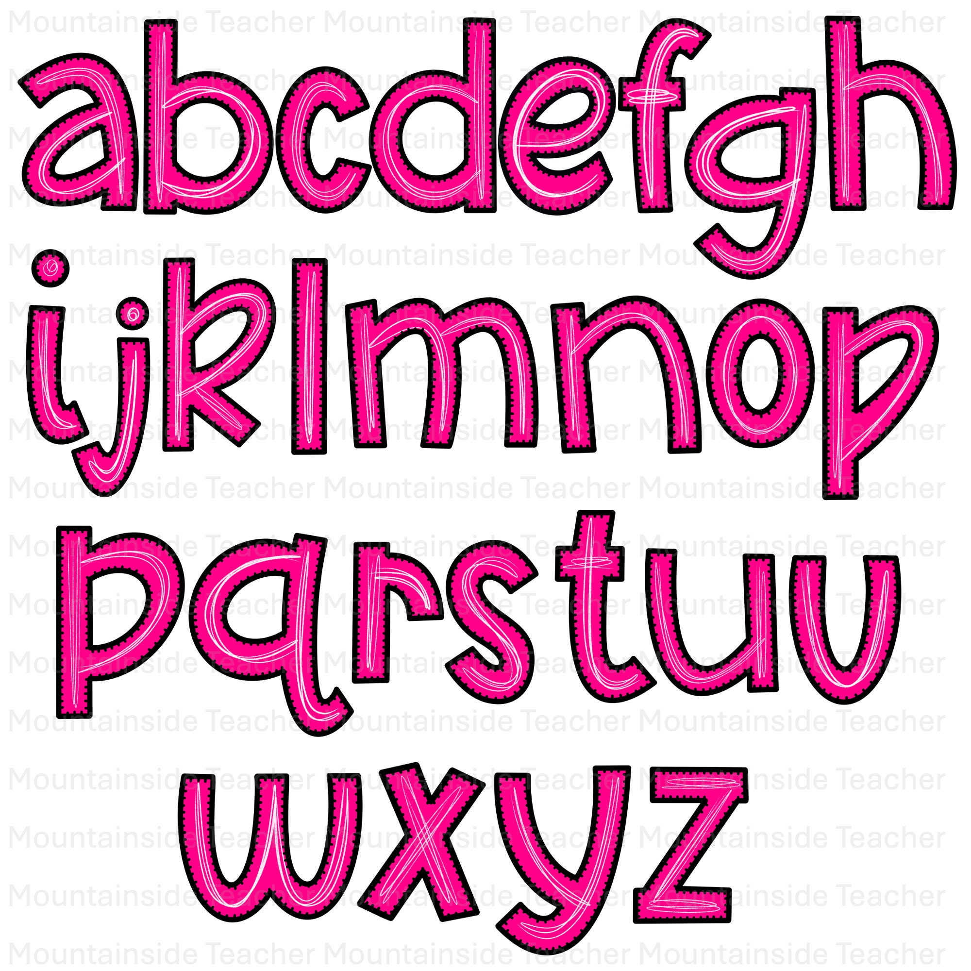 Scribble Doodle Letters, Bright Doodle Alphabet, PNG Bundle ...