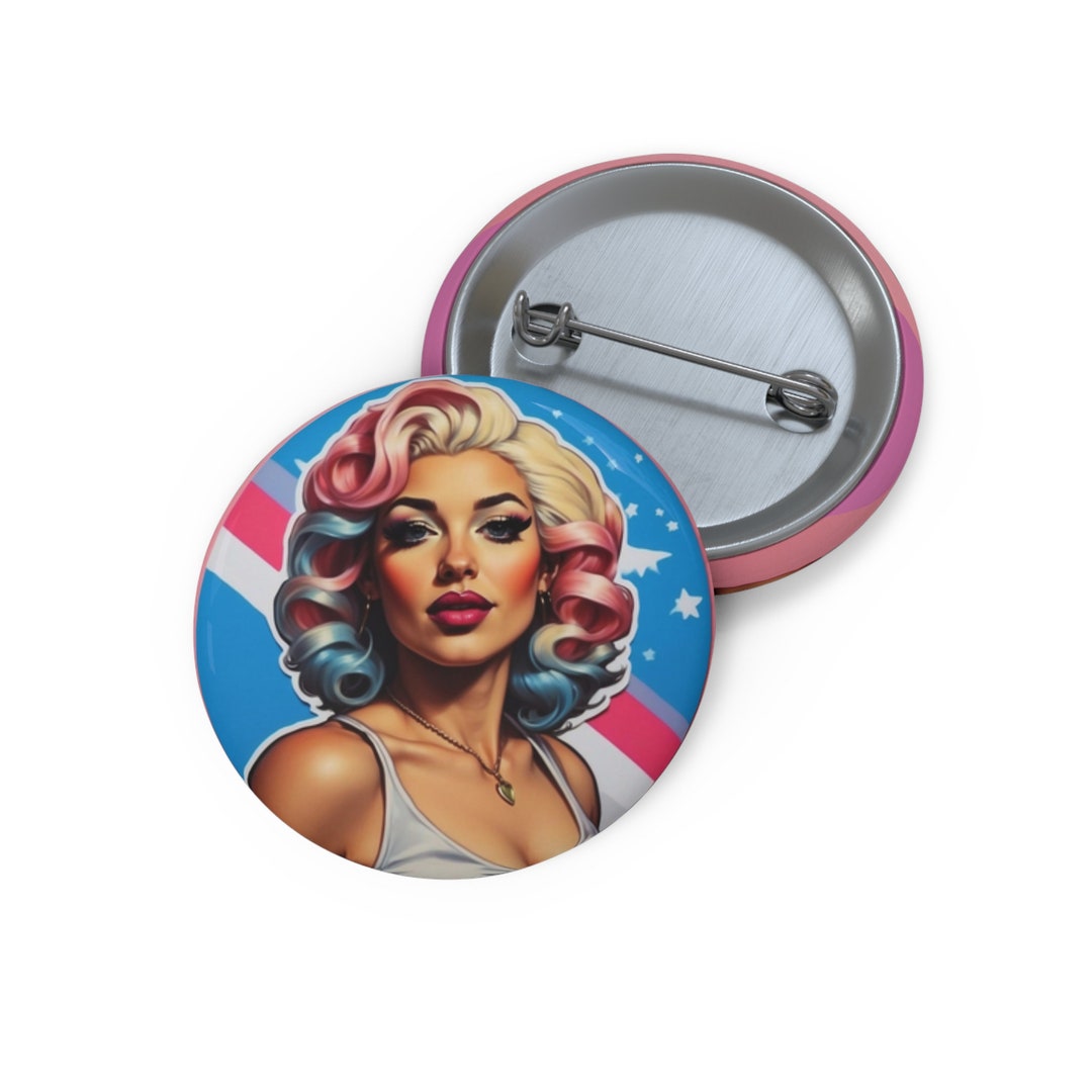 Transgender LGBT+ Pride Pin-up Girl Button - Modern Pin up Art - Etsy
