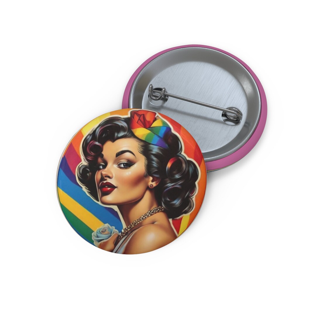 LGBT Pride Pin-up Girl Button Modern Art - Etsy