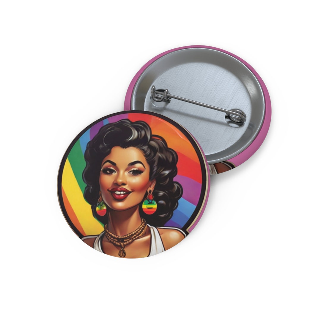LGBT Pride Pin-up Girl Button Modern Art - Etsy