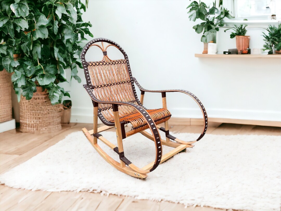 Outdoor Rattan Wood Rocking Chair Wicker Wooden, Organic Rocking Chair ...