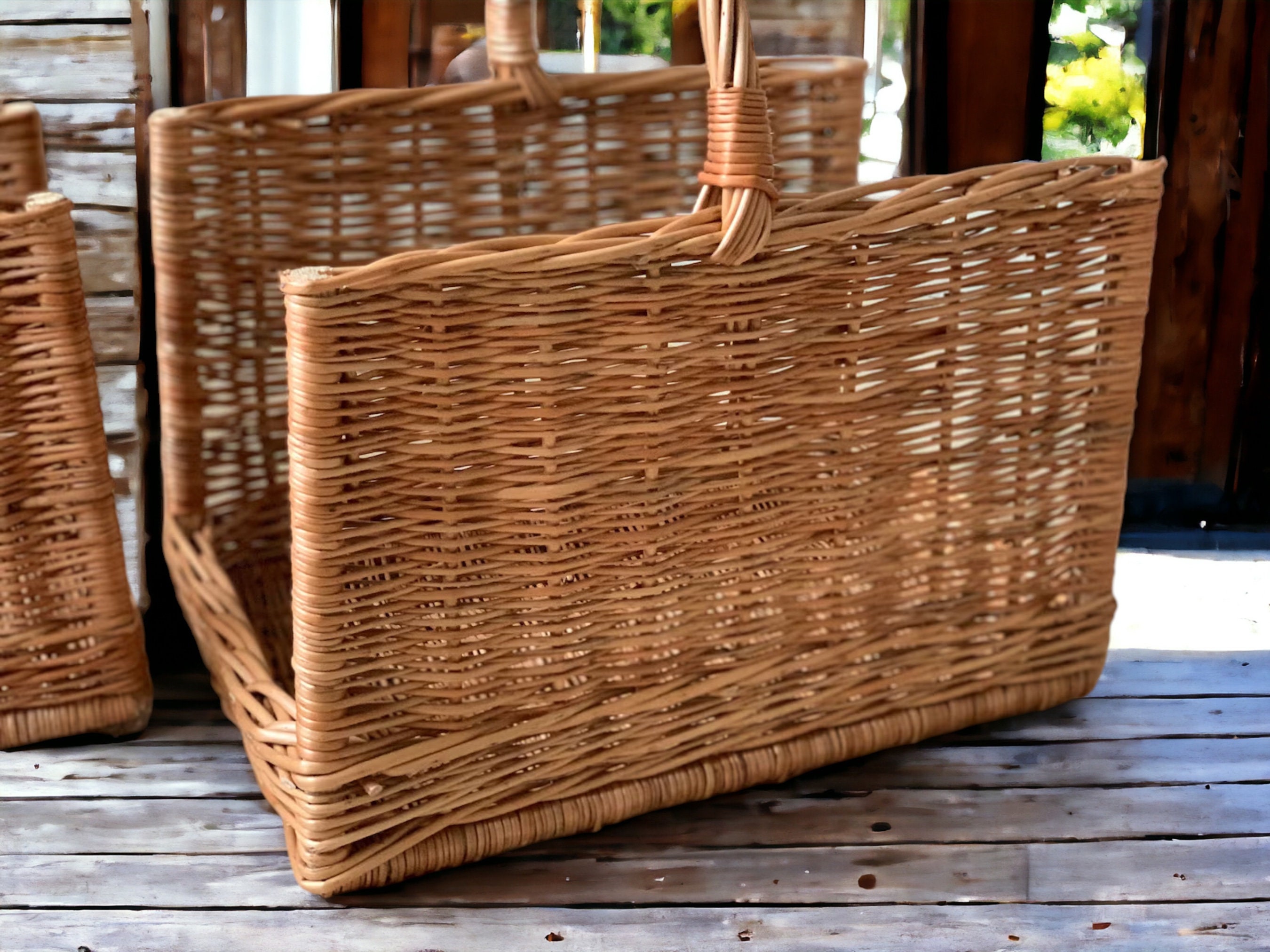 Firewood Basket Large Wicker Fireplace Willow Wood Storage - Etsy