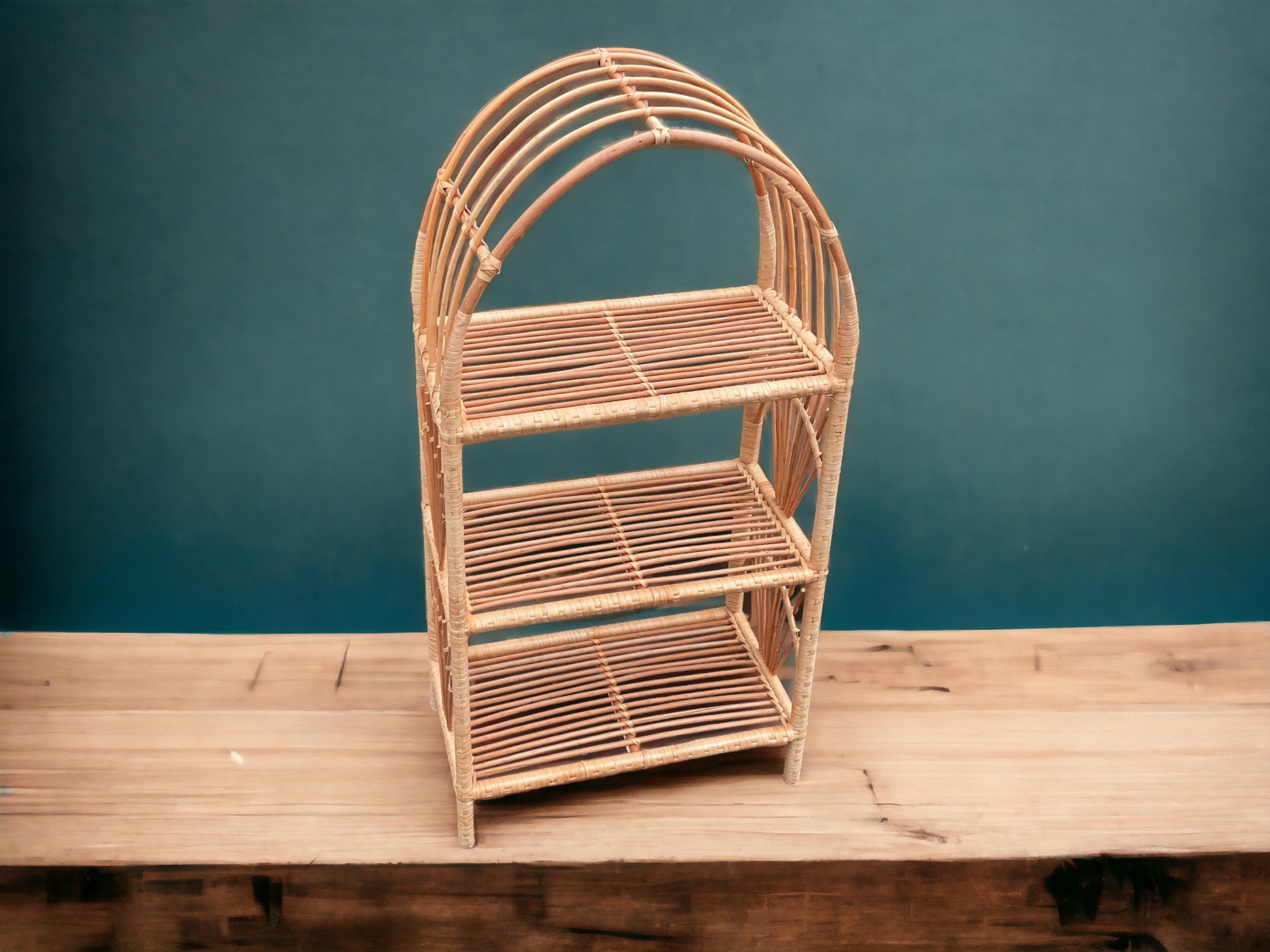 Wicker Shelf Storage Bookshelf Rattan Boho Rack Plant - Etsy