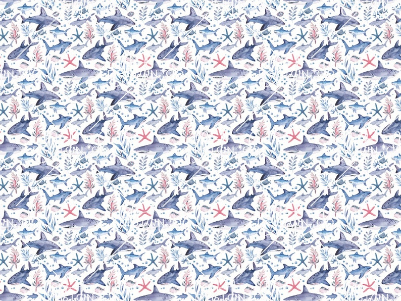 Shark Seamless Pattern, Textile Pattern, Under the Sea Seamless File ...