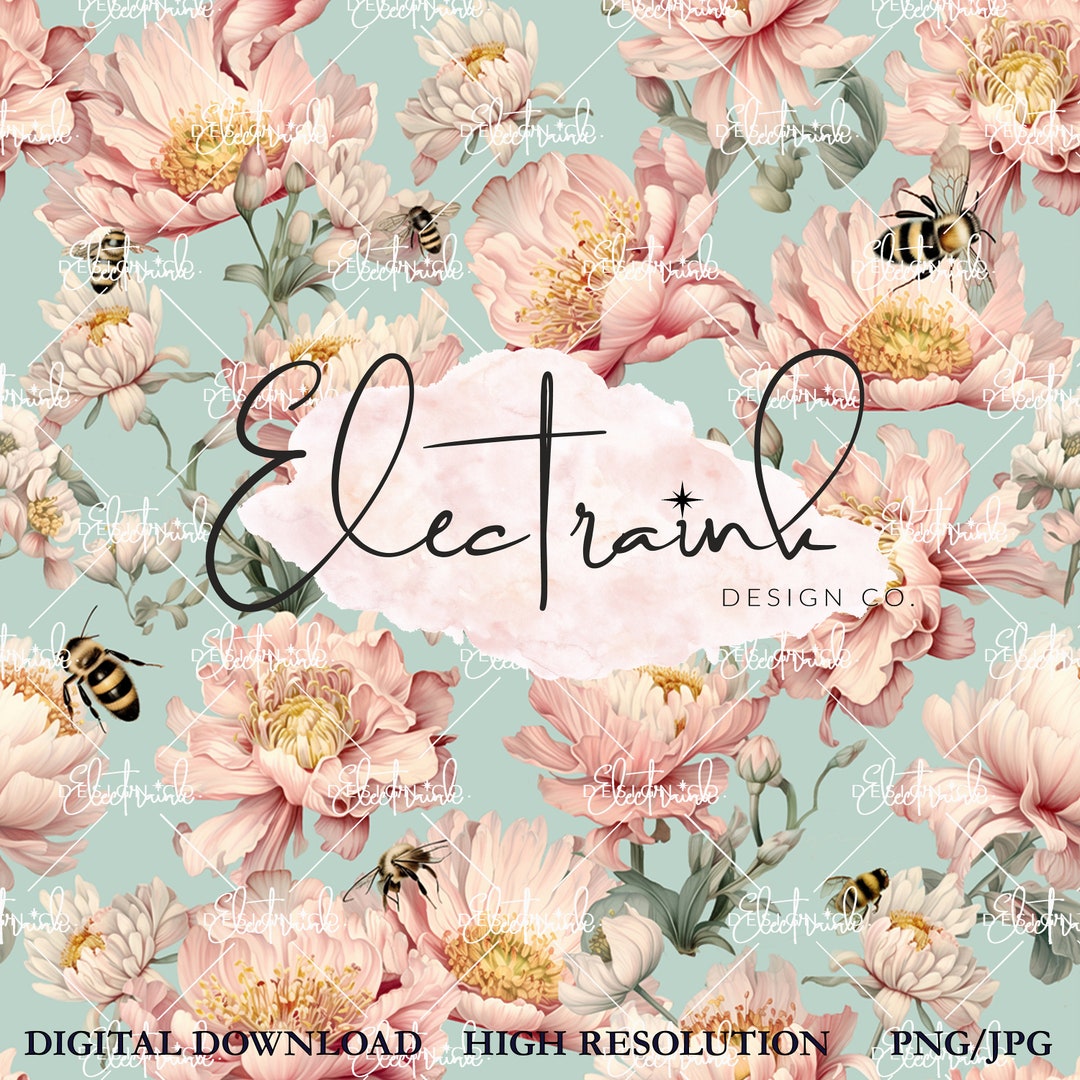 Floral Honey Bee Seamless Pattern, Unlimited Commercial Use, Floral ...