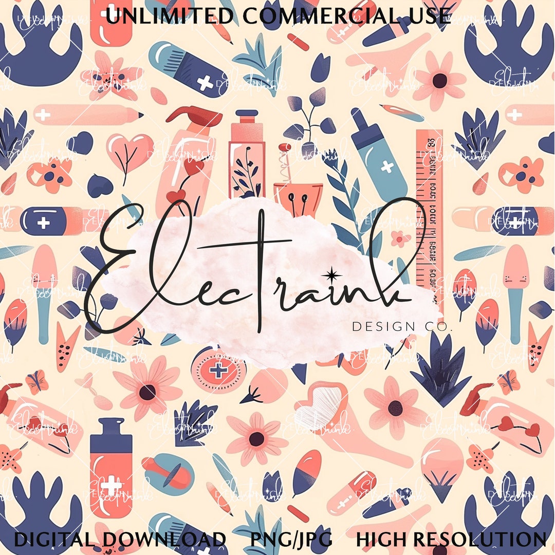 Nurse Seamless Pattern, Retro Healthcare, Commercial Use, Digital Paper ...