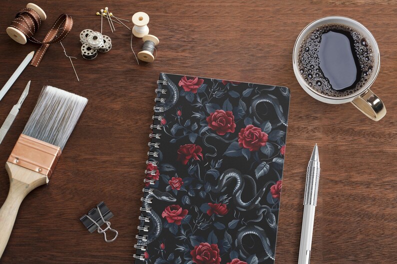 Goth Snake and Roses Seamless Pattern, Dark Floral, Goblincore, Digital ...