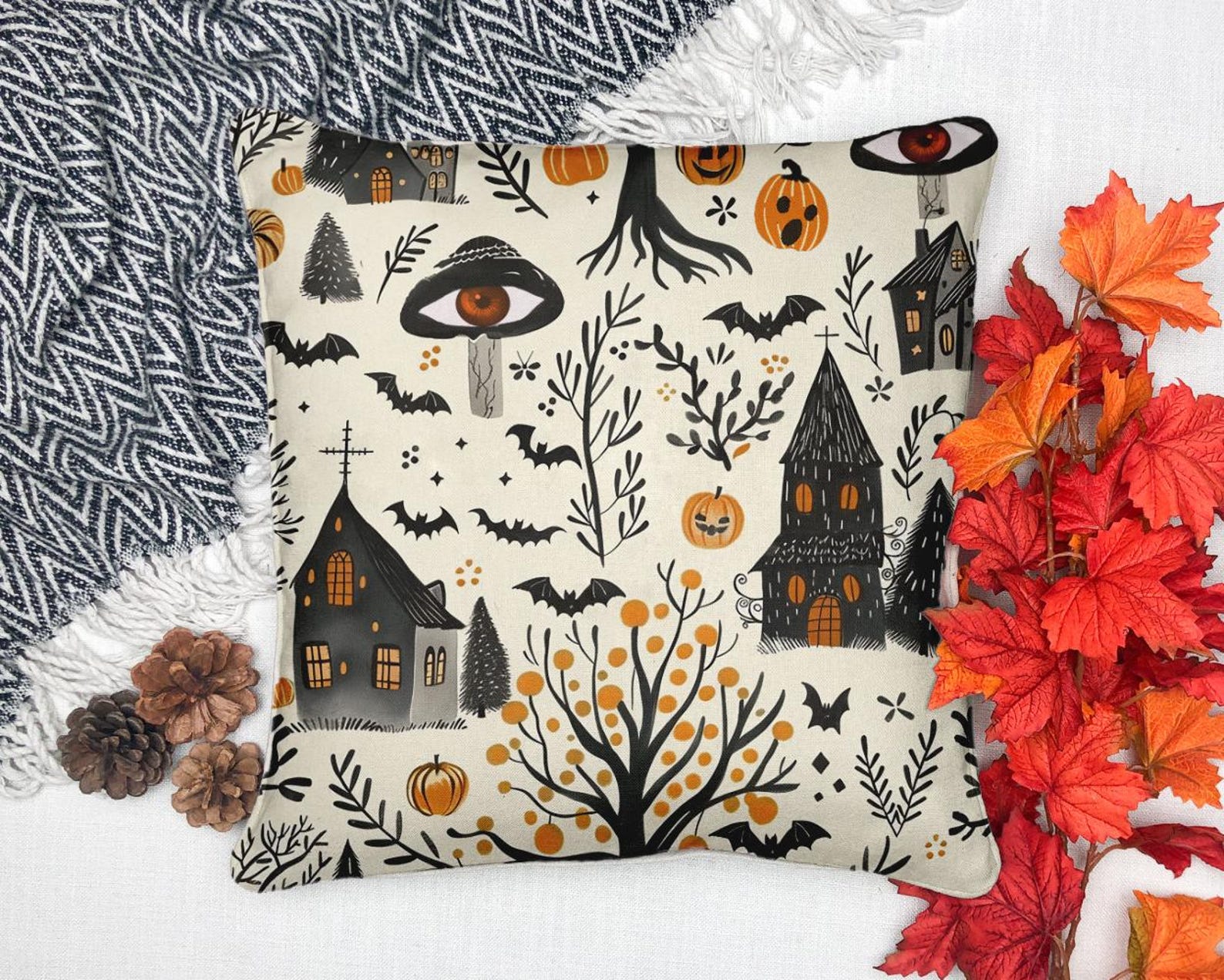 Halloween Haunted House Seamless Pattern: Dark Cottagecore Digital ...