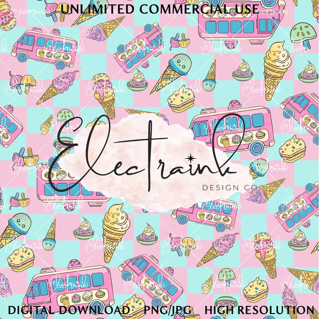 Retro Ice Cream Summer Seamless Repeat Design, Instant Download ...