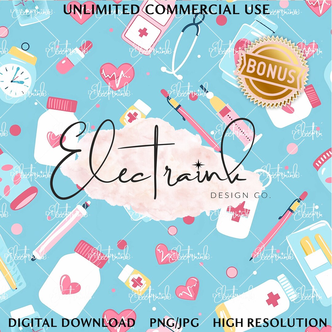 Nurse Medical Seamless Repeat Pattern, Instant Download, Retro ...