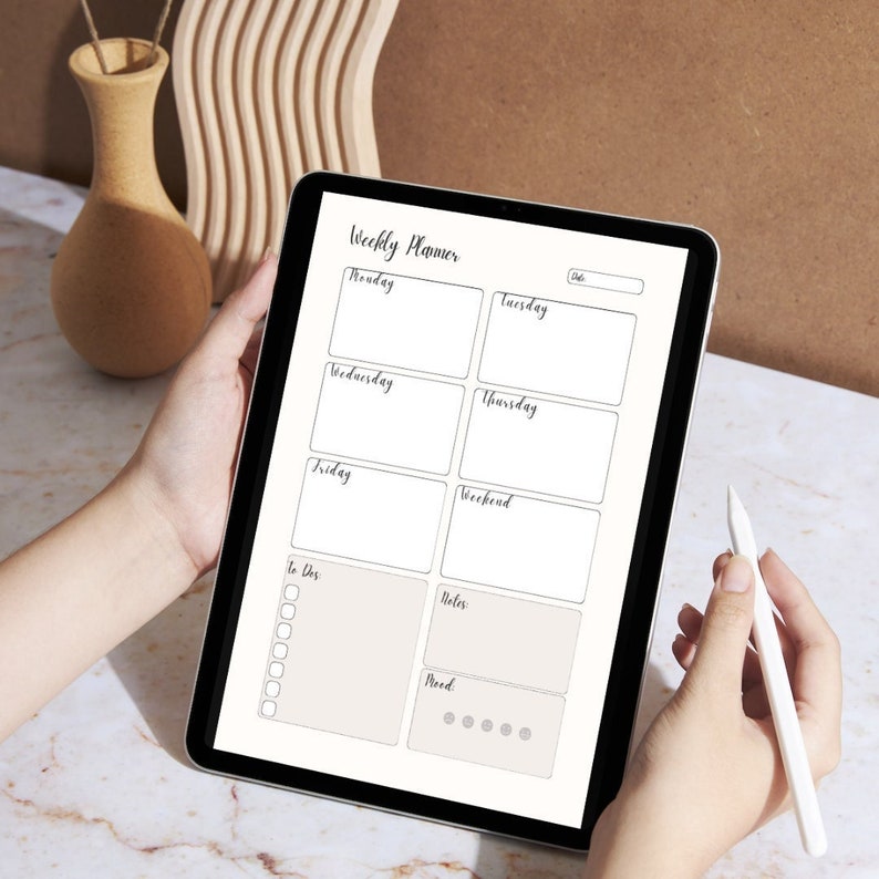 Weekly Digital Planner, PDF Template, Minimal Design, Simple Instant ...