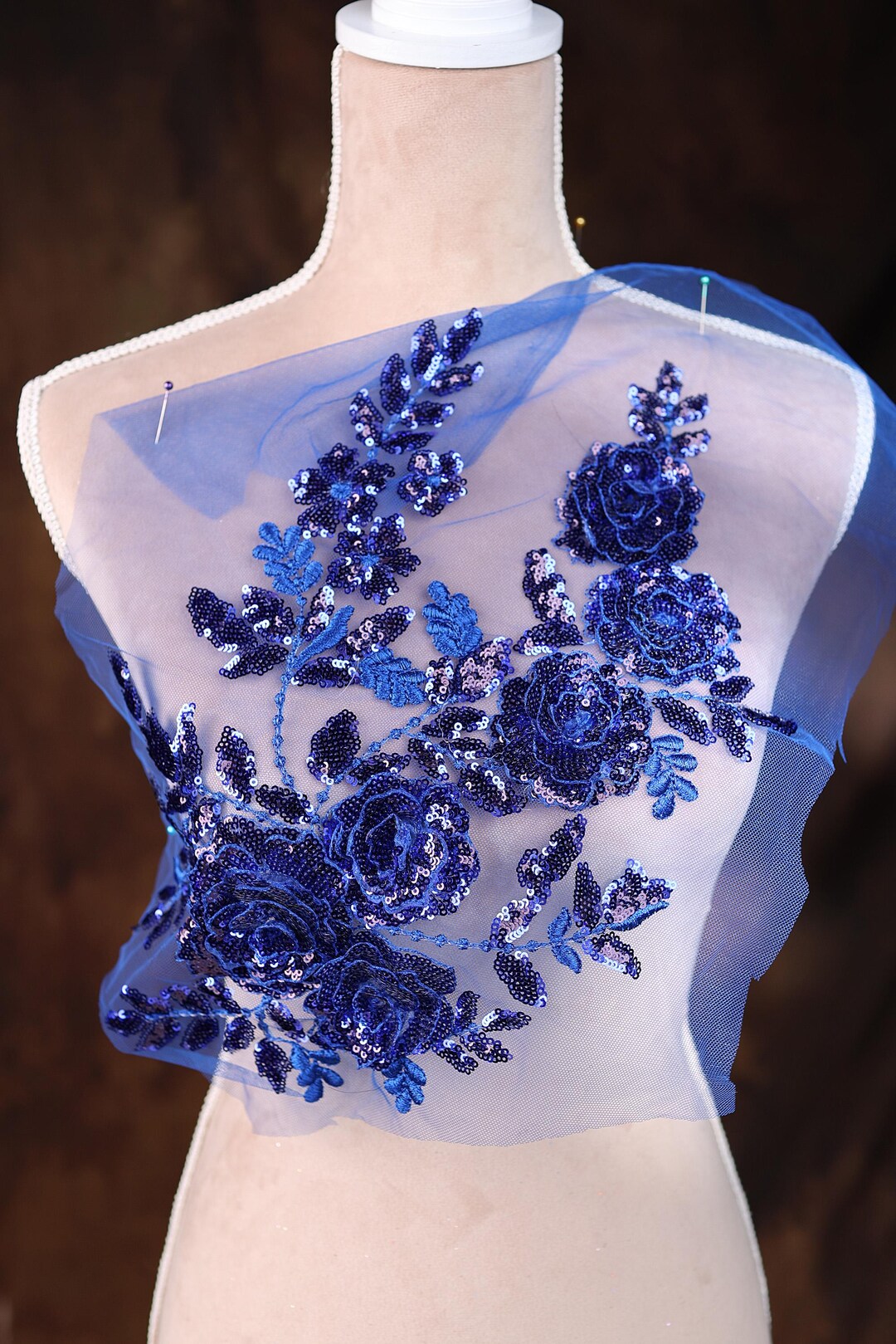 Royal Blue Sequined 3d Flower Applique for Lyrical Dance, Ballet ...