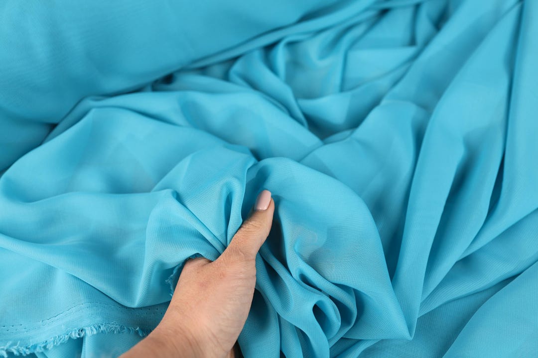 Turquoise Chiffon for Sewing by the Yard, Soft & Matte Polyester ...