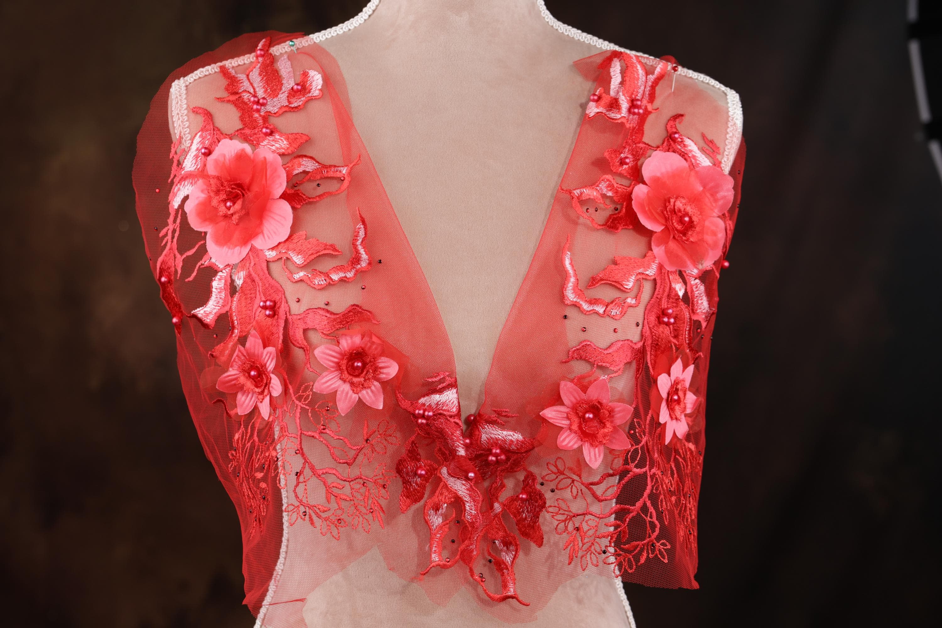 Red 3d Flower Applique Pair for Lyrical Dance, Ballet, Illusion Gowns ...