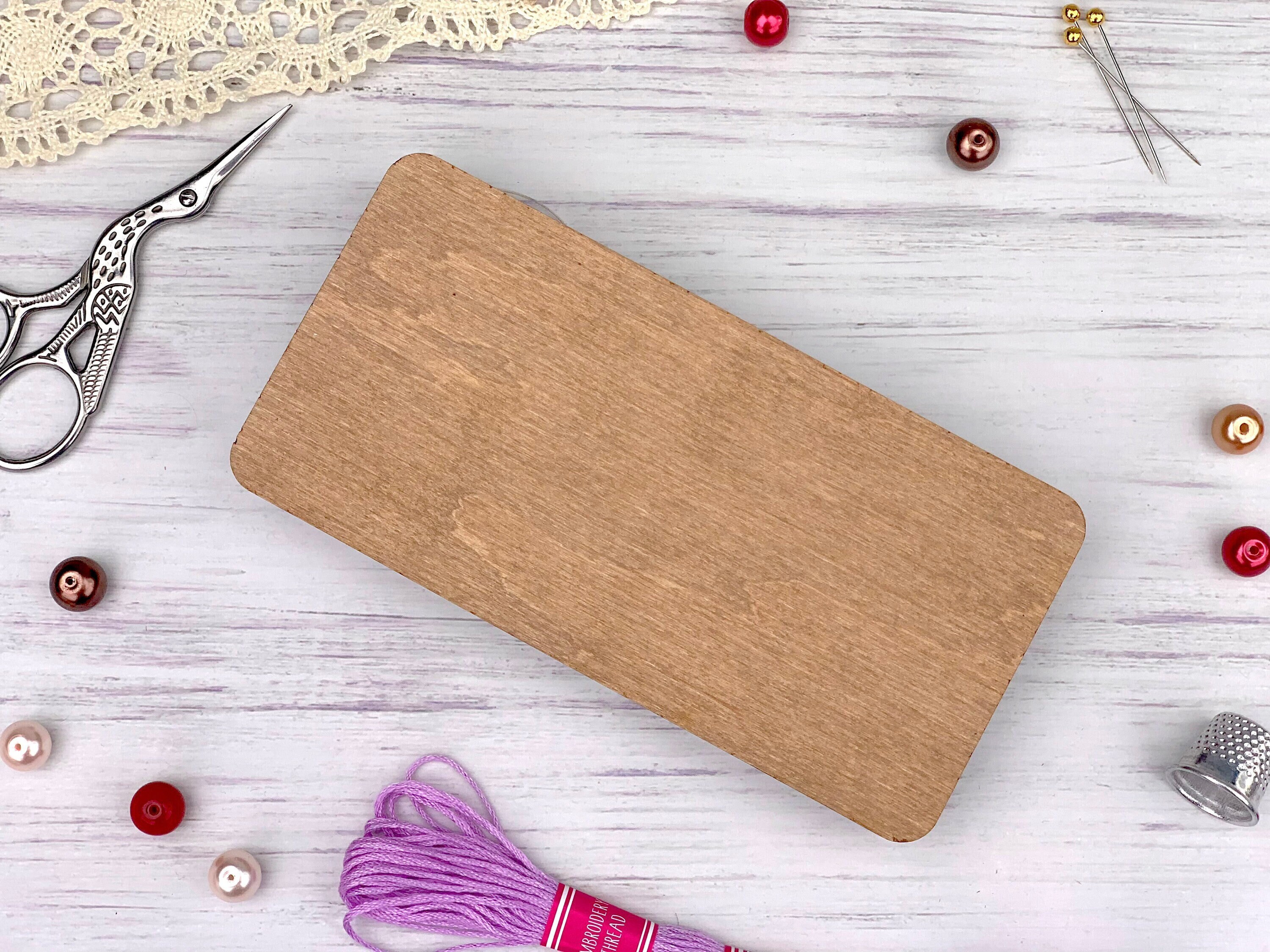 Personalizable Wooden Needle Holder With Clear Lid, Seed Bead Storage ...