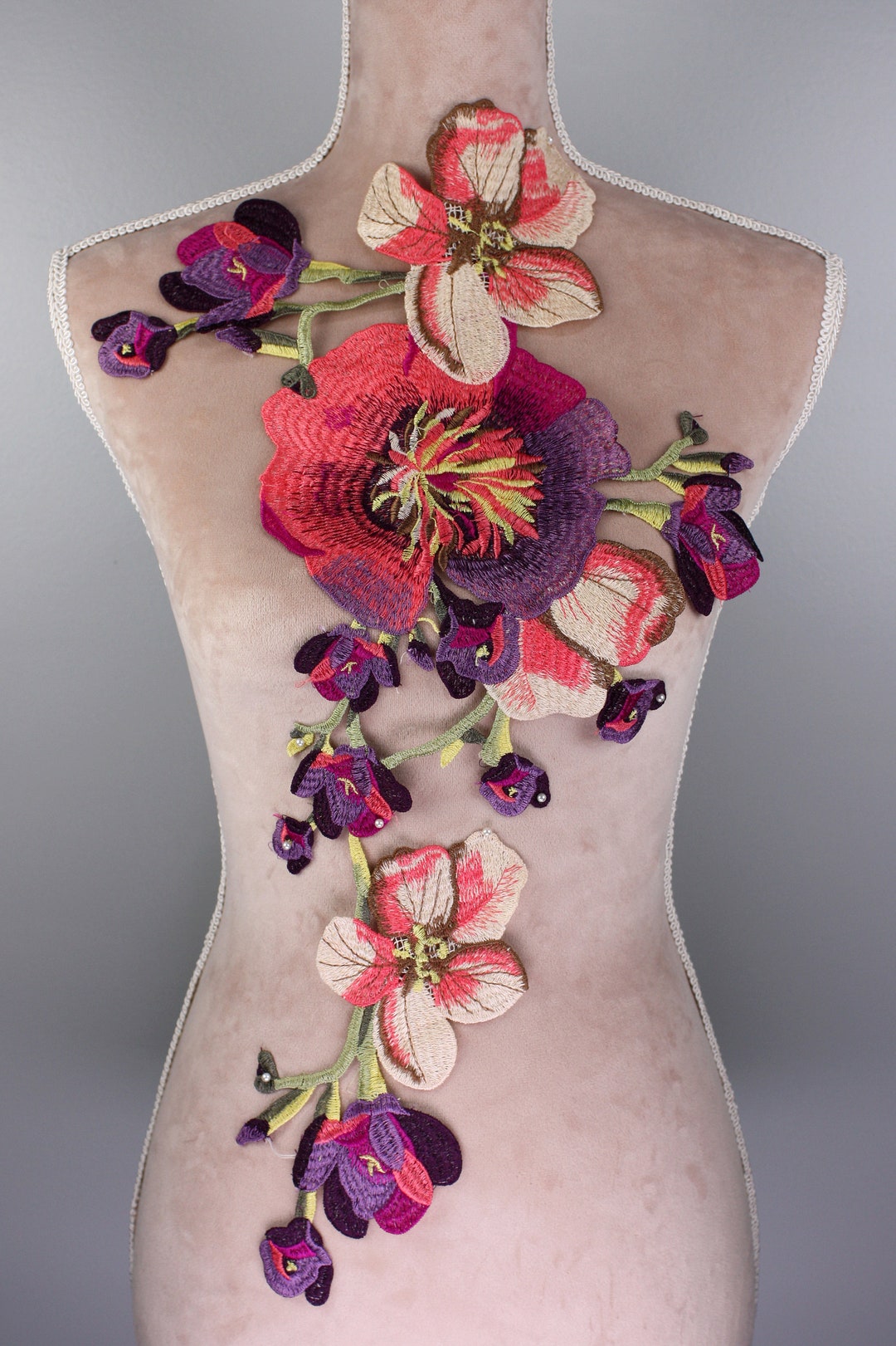 Large Flower Water Soluble Lace Applique, Decorative Sew on Lace Patch ...