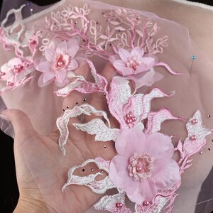 Pink 3d Flower Applique Pair for Lyrical Dance, Ballet, Illusion Gowns ...