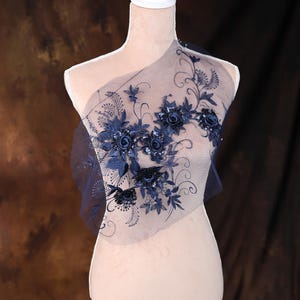 Navy Blue Sequined 3d Flower Applique for Lyrical Dance, Ballet ...