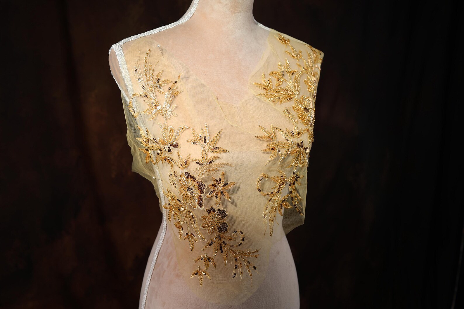 Gold Sequined Applique Pair for Lyrical Dance, Ballet, Illusion Gowns ...