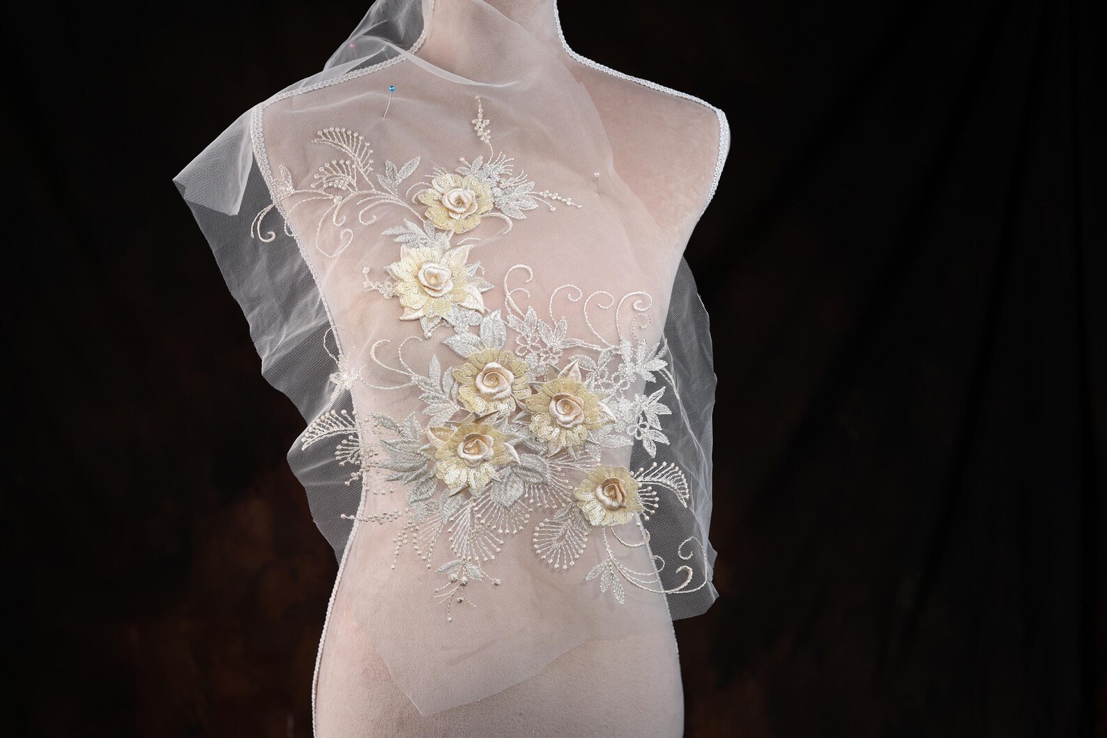 Apricot Sequined 3d Flower Applique for Lyrical Dance, Ballet, Illusion ...