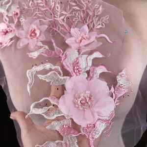 Pink 3d Flower Applique Pair for Lyrical Dance, Ballet, Illusion Gowns ...