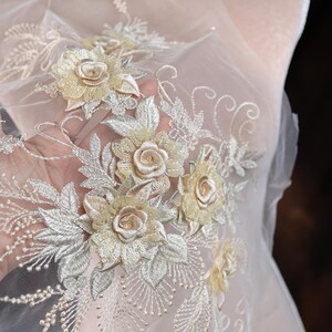 Apricot Sequined 3d Flower Applique for Lyrical Dance, Ballet, Illusion ...