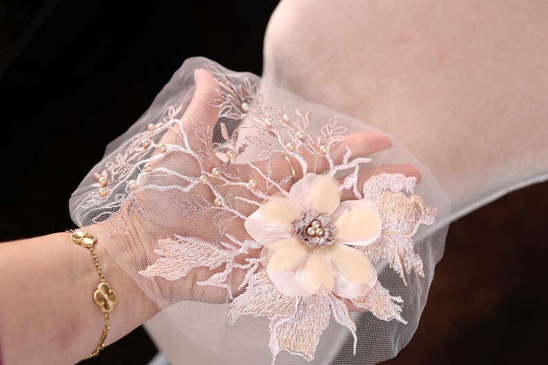 Peach Embroidered 3d Flower Applique Pair for Lyrical Dance, Ballet ...