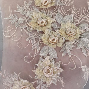 Apricot Sequined 3d Flower Applique for Lyrical Dance, Ballet, Illusion ...